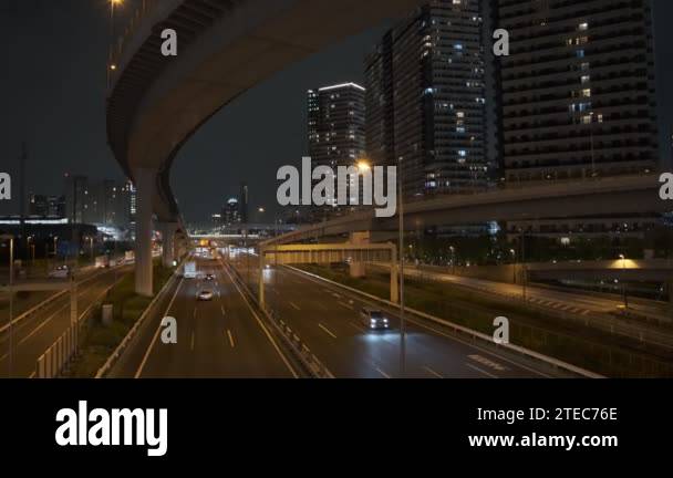 Tokyo Night Metropolitan Expressway Gulf Line Bayshore 2022 Stock Video ...