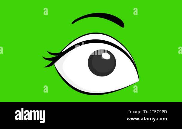 Loop animation of an eye illustrated in black and white, blinking and ...