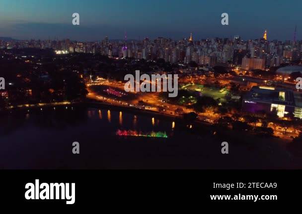 Night scape downtown Sao Paulo Brazil. Cityscape of Sao Paulo Brazil at ...