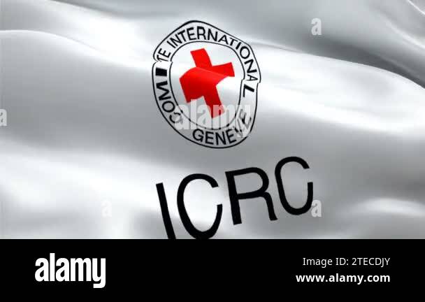 ICRC logo. National 3d Red Cross logo waving. Sign of ICRC seamless ...