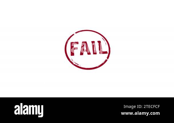 Fail stamp and hand stamping impact isolated animation. Failure ...
