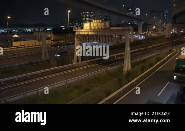 Tokyo Night Metropolitan Expressway Gulf Line Bayshore 2022 Stock Video ...
