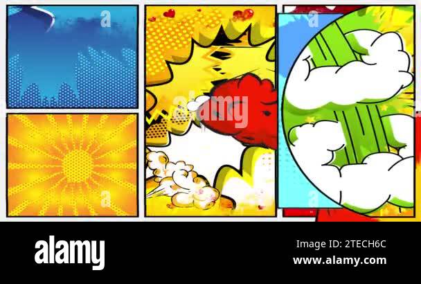 Retro comic style background. Manga cartoon backdrop stock video. Pop ...