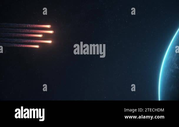 Burning meteoroids heading into the Earth's atmosphere, very realistic ...