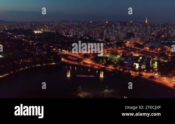 Night scape downtown Sao Paulo Brazil. Cityscape of Sao Paulo Brazil at ...