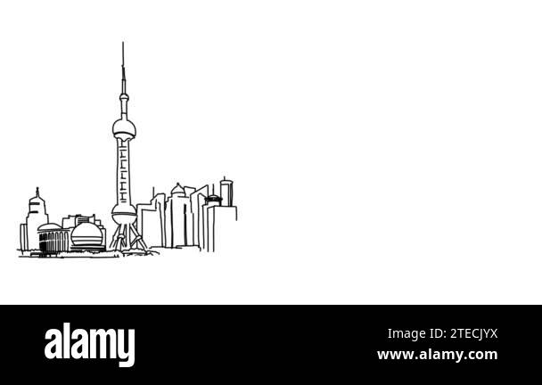 Shanghai china city skyline outline Stock Videos & Footage - HD and 4K ...