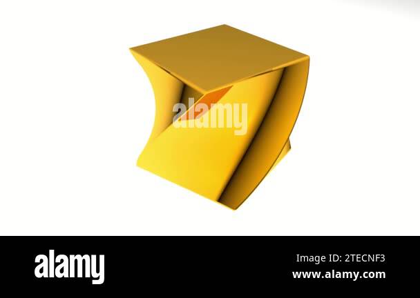 Abstract golden deformed cube. Seamless loop. 3D animation. Ideal for ...
