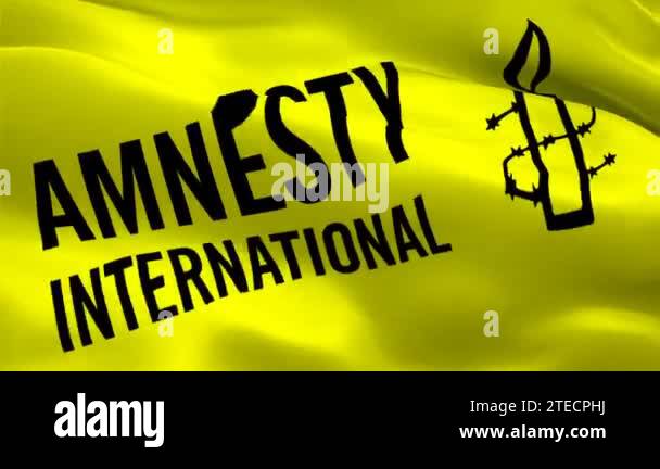 Amnesty AI logo. National 3d Amnesty International logo waving. Sign of ...