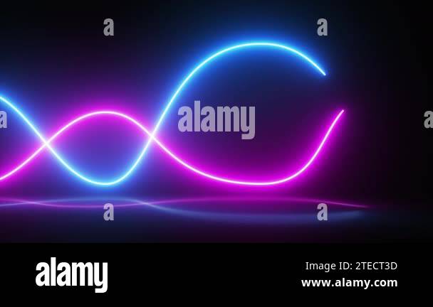 3d render glowing neon lines, abstract background looped animation ...