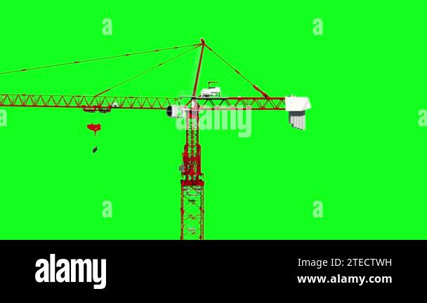 Building crane animation, work process. Green screen footage. Alpha ...