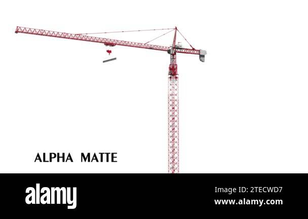 Building crane animation, work process. Green screen footage. Alpha ...