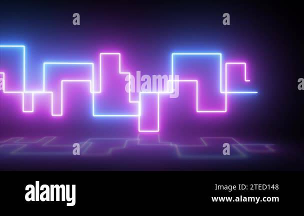 3d render glowing neon lines, abstract background looped animation ...