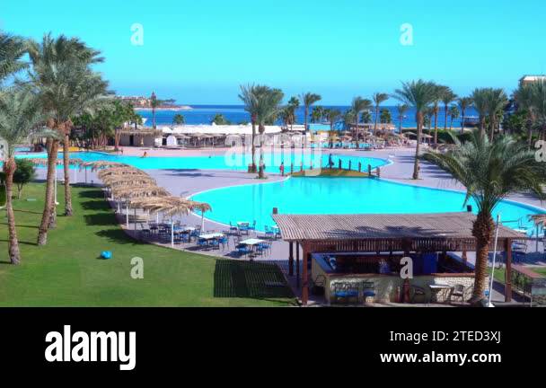 View of the Red Sea and the territory of the Egyptian hotel Tia Heights ...