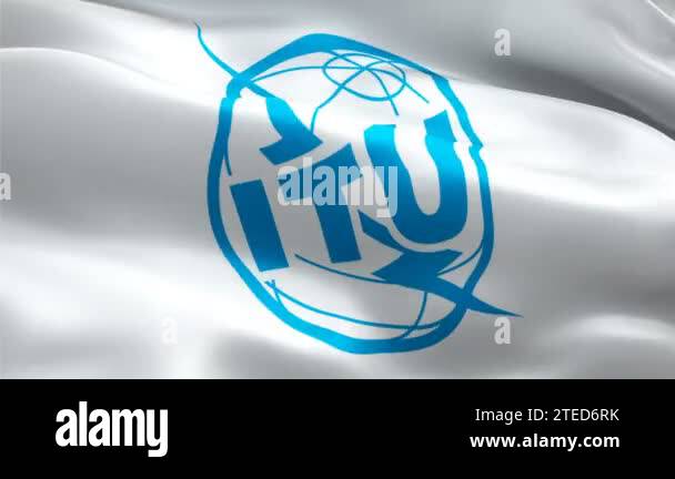 International Telecommunication Union logo. National 3d ITU logo waving ...