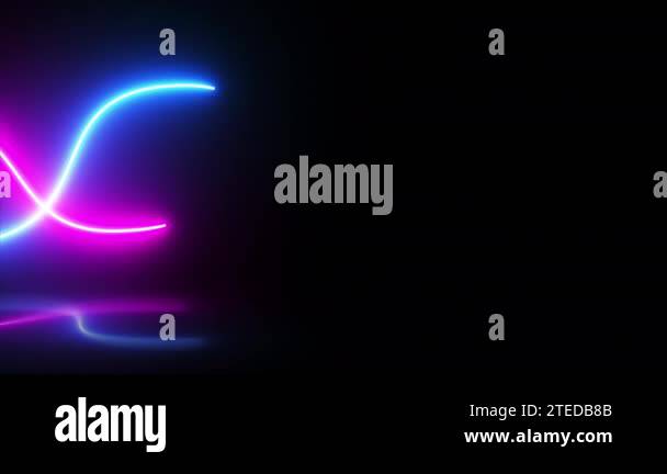 3d render glowing neon lines, abstract background looped animation ...