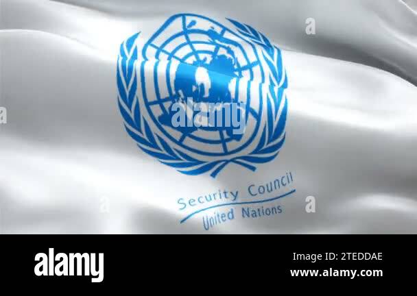 United Nations Security Council logo. National 3d UNSC logo waving ...
