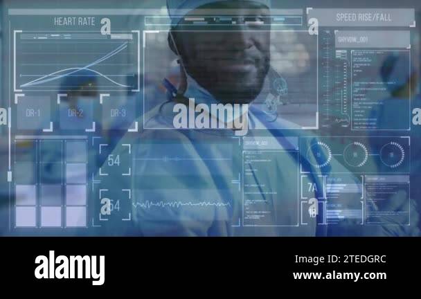 Video of digital interface and over african american male doctor ...