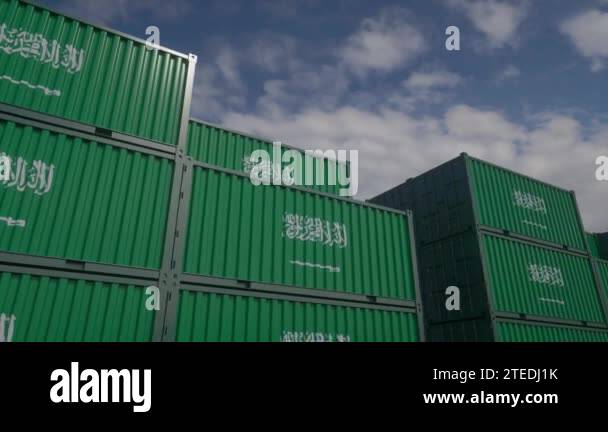 Saudi Arabia flag containers are located at the container terminal ...