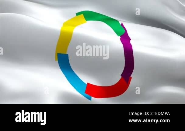 OIF logo. National 3d La Francophonie logo waving. Sign of OIF seamless ...