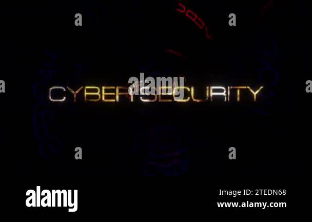 Cyber Security cinematic title background with abstract digital Sci-Fi ...
