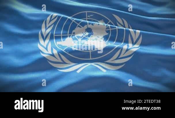 New York, USA - 21 June 2022: United Nations symbol. Waving flag ...