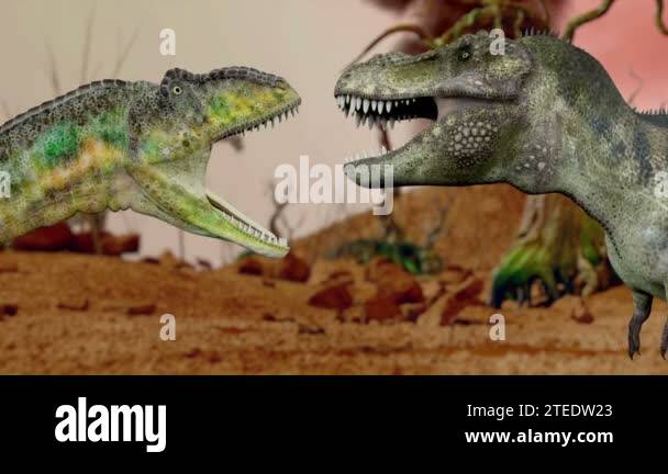 Dinosaur. Prehistoric Jungle, landscape, valley with Dinosaurs ...