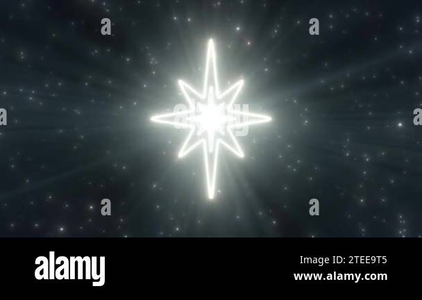 Northern Star Shape in Night Sky Christmas Winter Neon Lights Tunnel ...