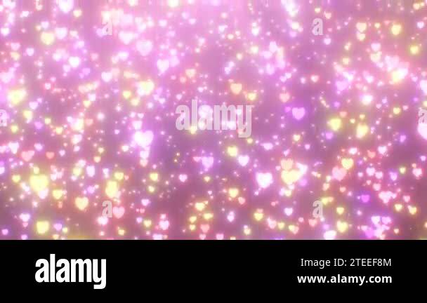 Falling Beautiful Heart Shaped Particles Falling Down Slowly Sparkles ...