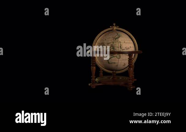 Rotating Old Globe animation with transparent (alpha) background Stock ...
