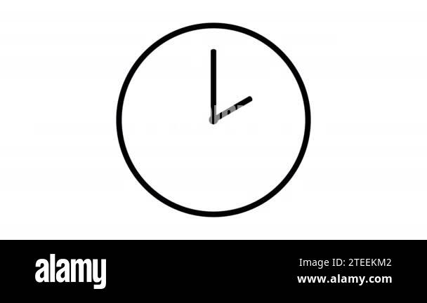 Animation of a clock with rotating time pointers. Watch shows the ...