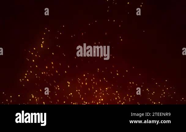 Glowing flying ember, burning ash particles. Hot fire sparks with ...