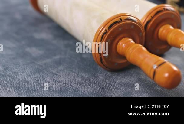 Jewish holidays, during prayer items kippa with prayer shawl tallit on ...
