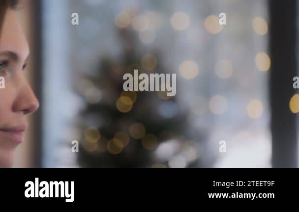 Close-up of the girl's face, side view, appears on the left. beautiful ...