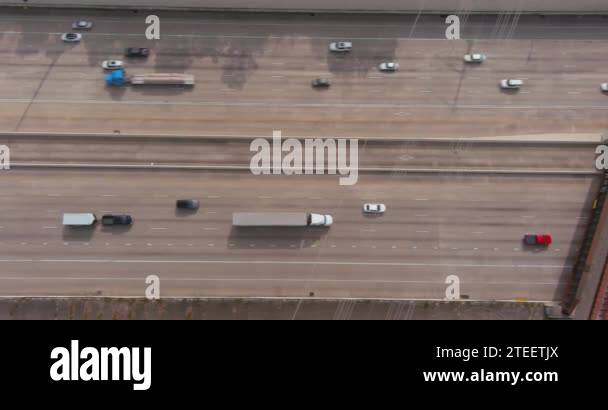 Birds eye view of cars on I-10 freeway in Houston, Texas Stock Video ...