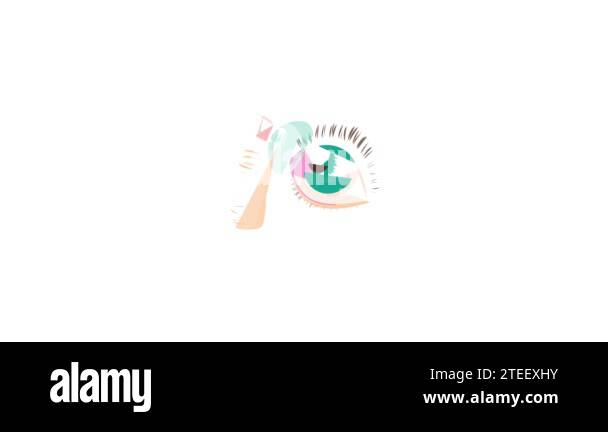 Inserting a contact lens in the eye icon animation Stock Video Footage ...