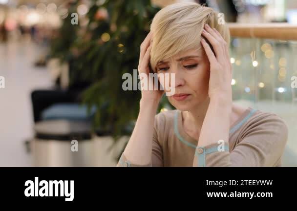 Sad middle aged caucasian woman 40s lady feel depressed problems. Upset ...