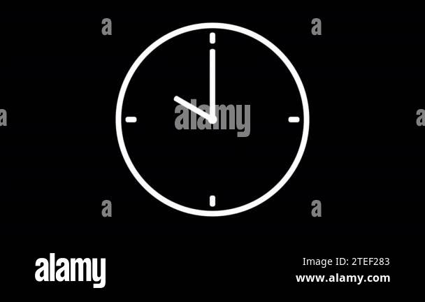 Animation of a clock with time pointers rotating backward. Time travel. Counting 24 Hours. A ...