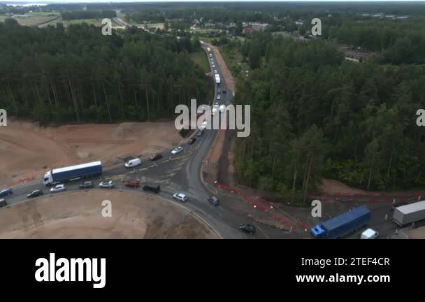 Road construction Kekava Bypass. New section of the road A7 Rig, Bauska ...