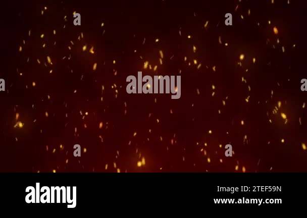 Glowing flying ember, burning ash particles. Hot fire sparks with ...