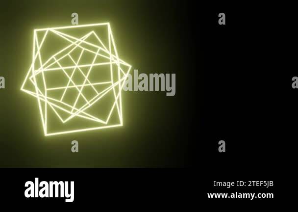glowing wireframe cubes rotating in three axis and changing colors ...