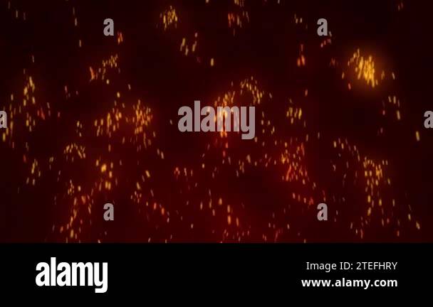 Glowing flying ember, burning ash particles. Hot fire sparks with ...