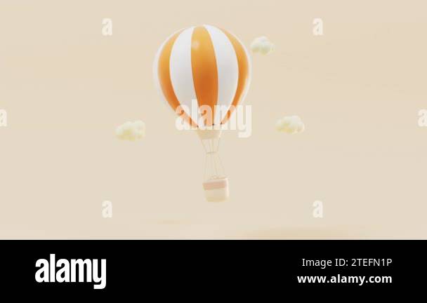 Loop animation of cartoon hot air balloon, 3d rendering Stock Video ...