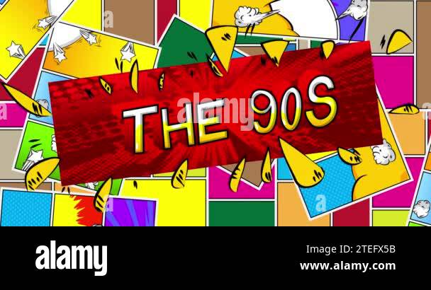 The 90s. Motion poster. 4k animated Comic book word text moving on ...