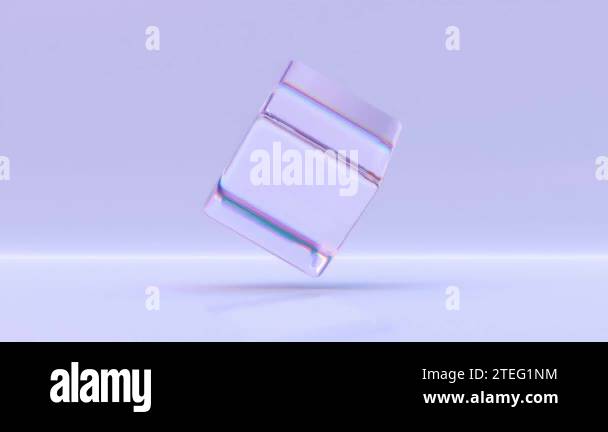 Iridescent crystal cube or block with refraction effect of rays in ...
