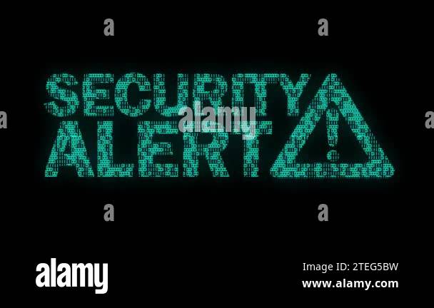 Classic Animated Security Alert Message With Warning Sign With Animated Binary Code Texture In 