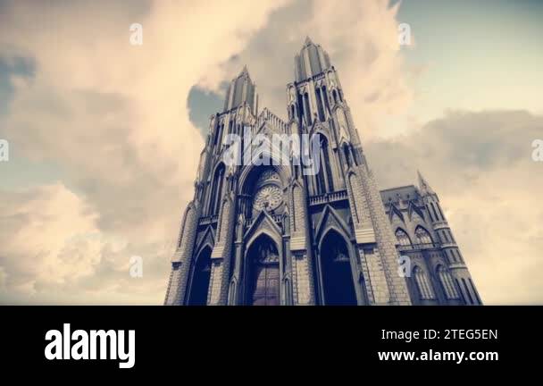 Realistic 3D Cathedral animation on a cloudy day Stock Video Footage ...