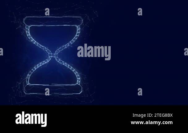 Hourglass diagram icon with plexus effect. Connected lines with dots ...