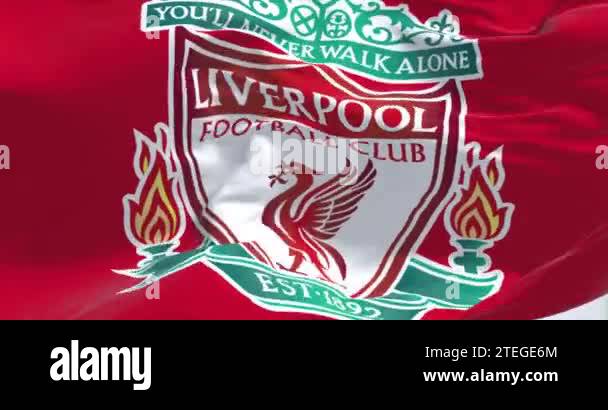 Liverpool, UK, July 2022: The flag of Liverpool Football Club waving ...