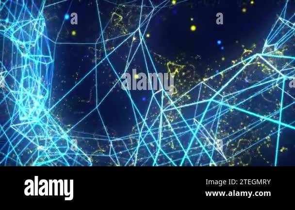 Abstract Digital Connection Moving Dots And Lines Communication Technology World Network