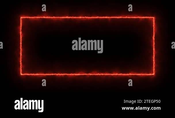 Fiery red rectangle on a black background. Abstract rectangle, sun ...